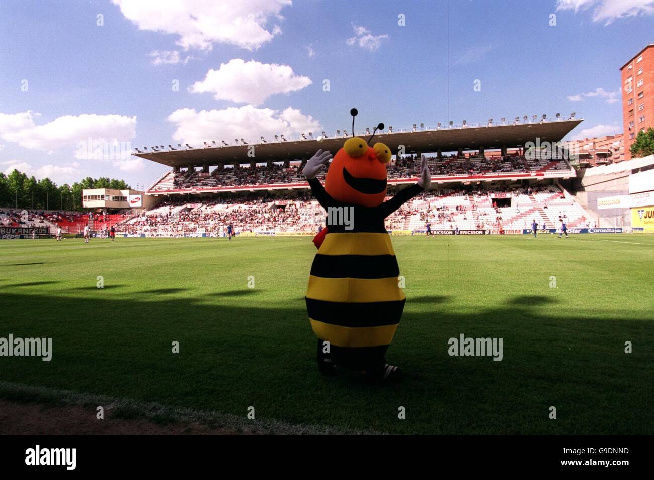 The Rayo Vallecano club mascot enjoying himself on a beautiful day in ...