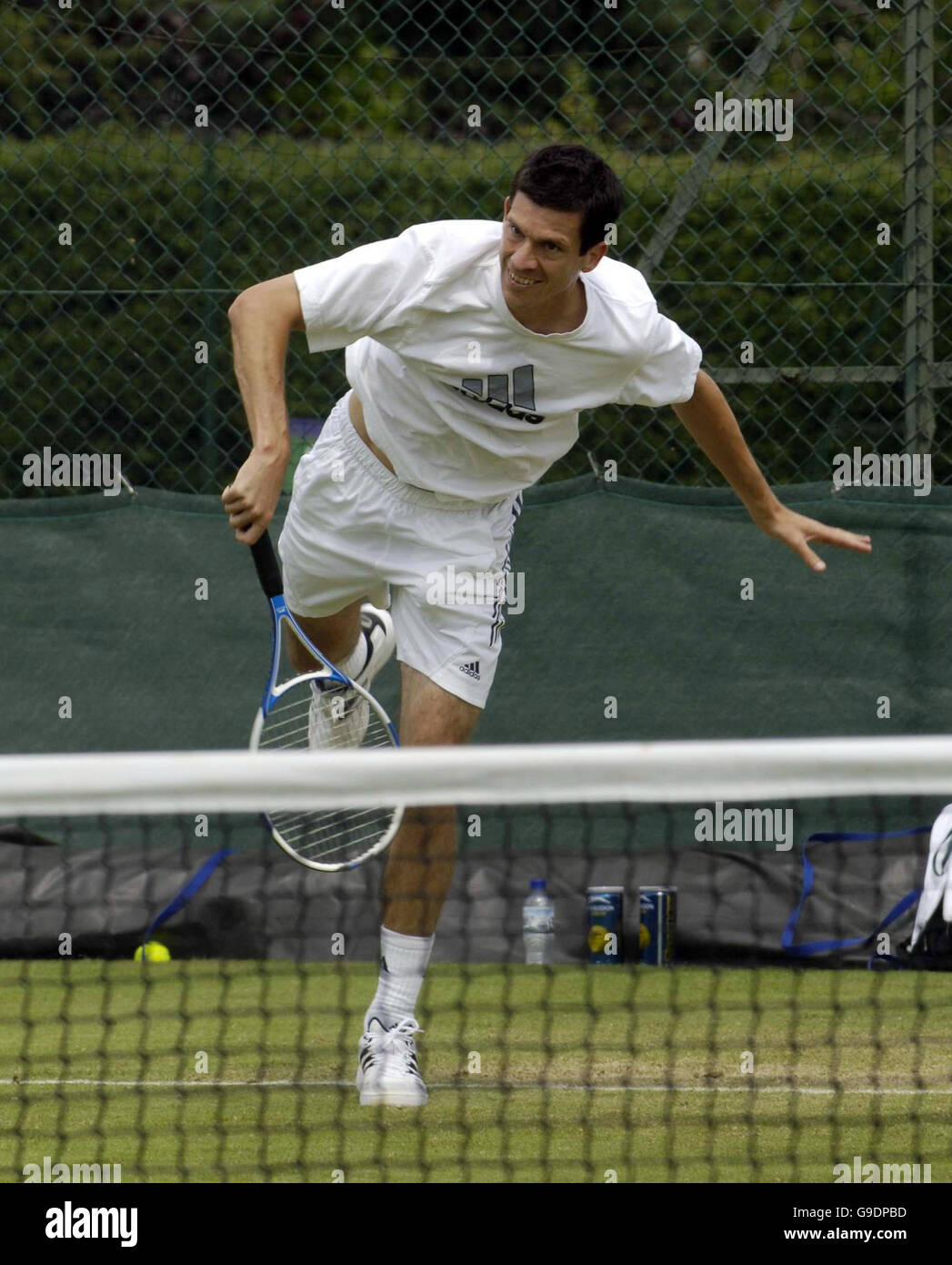 Great Britain's Tim Henman during a practice session at Wimbledon ...