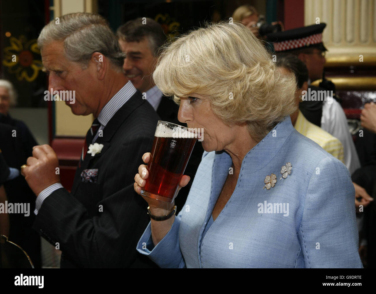 The Duchess of Cornwall drinks from a pint Cornish Ale called "Doom Bar ...