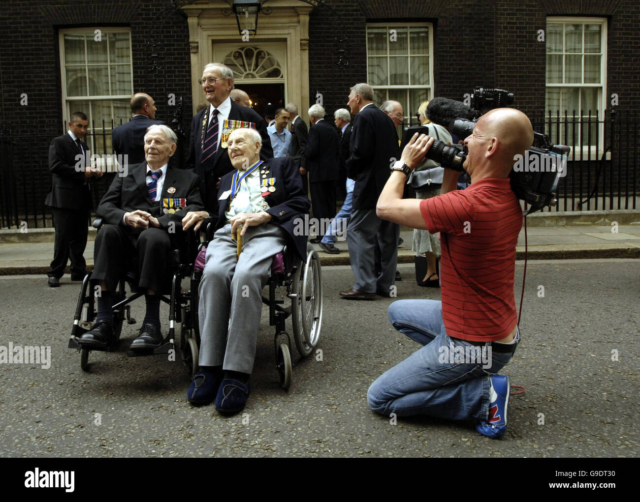 Three British veterans of World War One (front, left to right) Harry ...