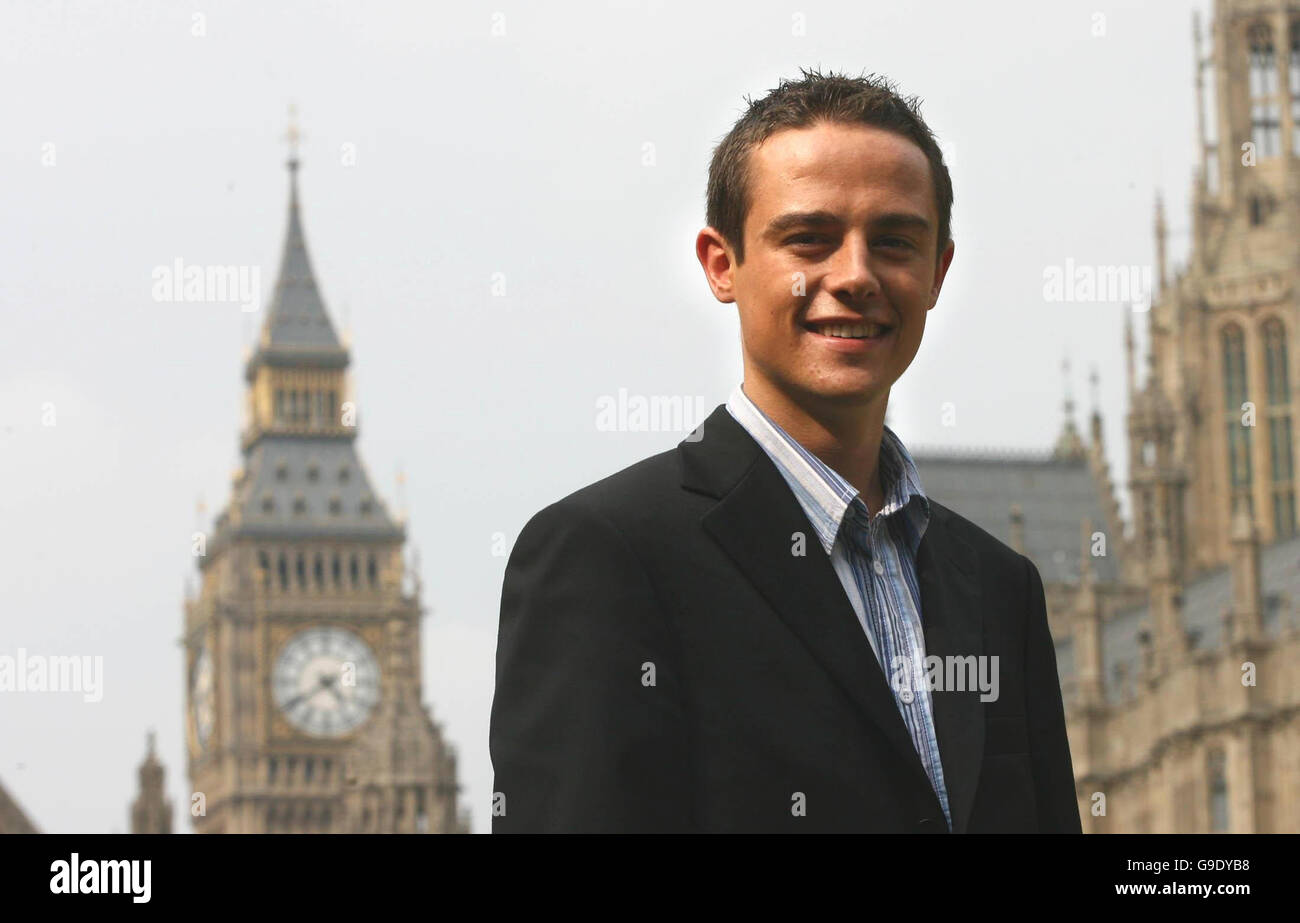 Matthew Pollard poses near Westminster in central London, before ...