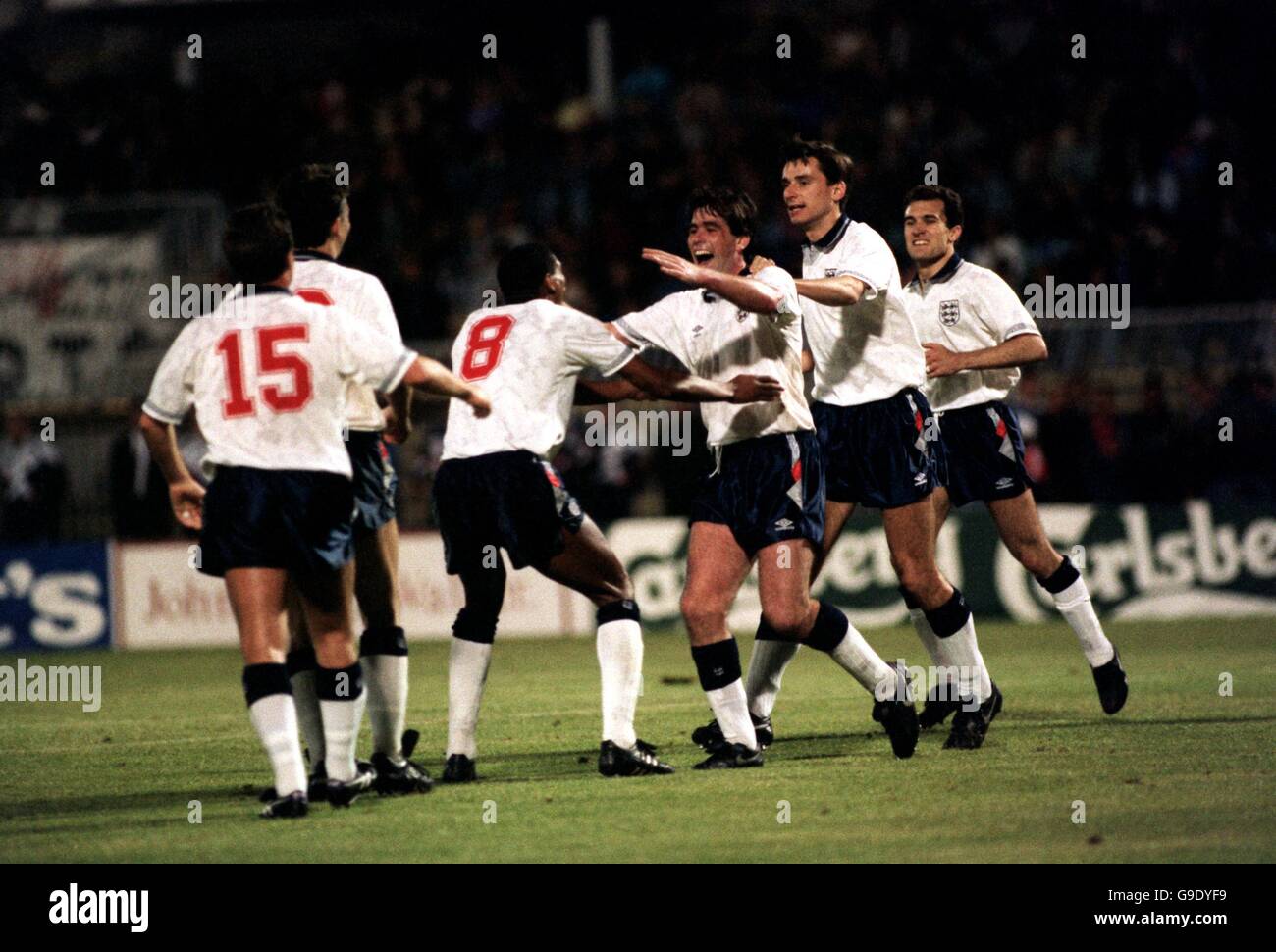 NEIL WEBB CELEBRATES HIS GOAL FOR ENGLAND AGAINST HUNGARY. HUNGARY V ...