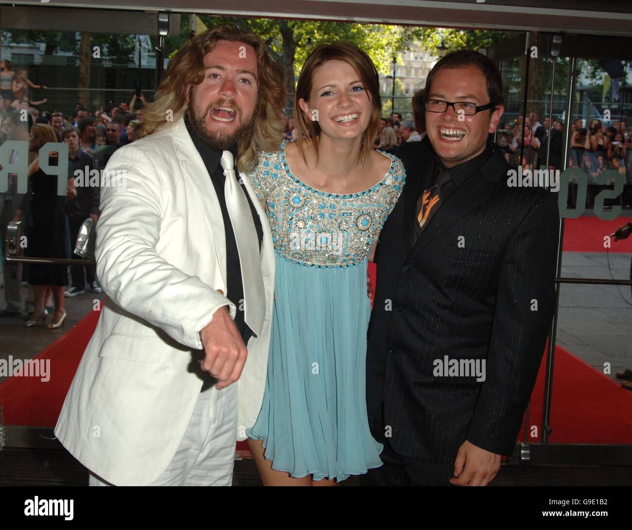 Mischa Barton with Justin Lee Collins (left) and Alan Carr, arriving ...