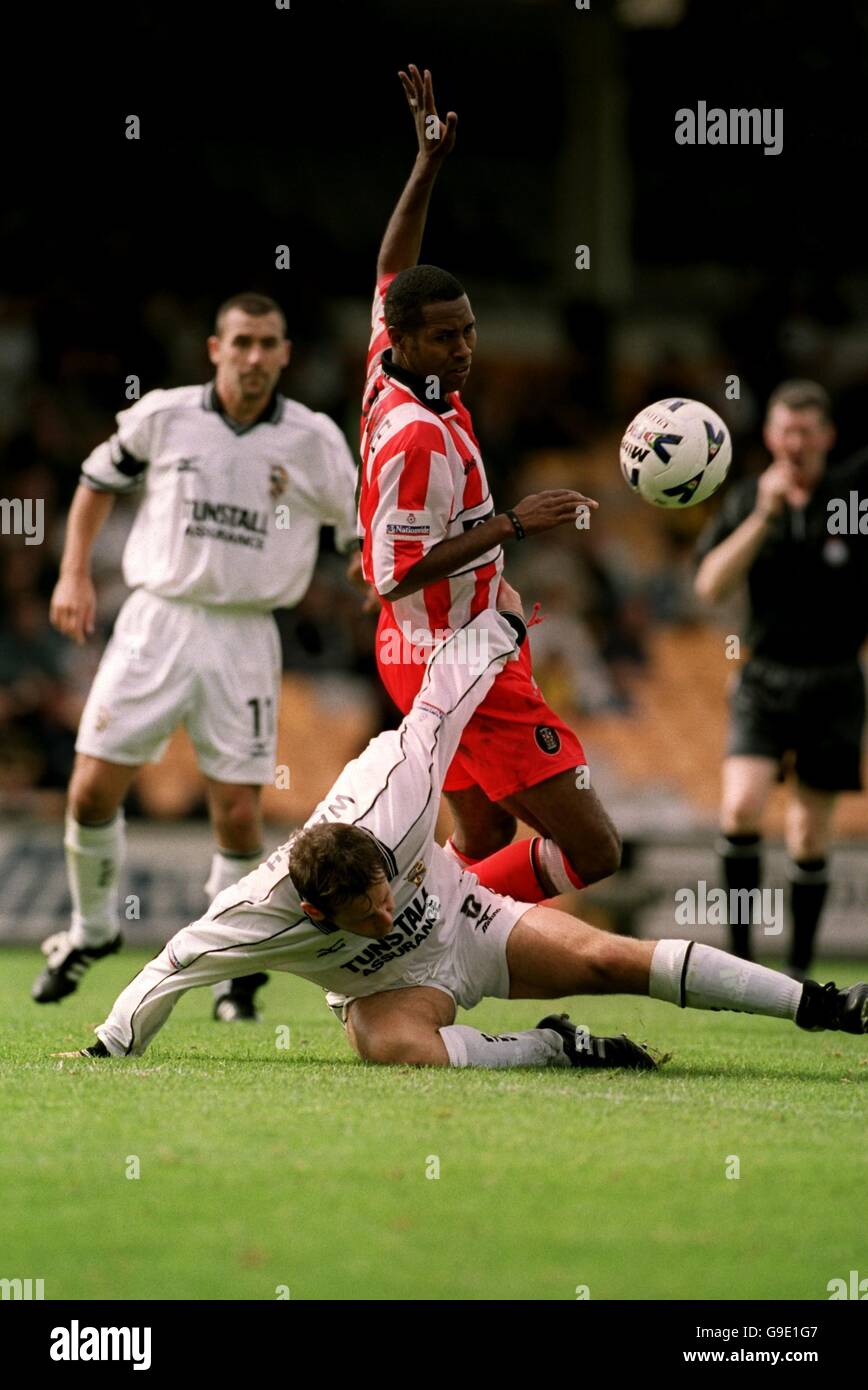 Port vales michael walsh and stoke citys kyle lightbourne hi-res stock ...