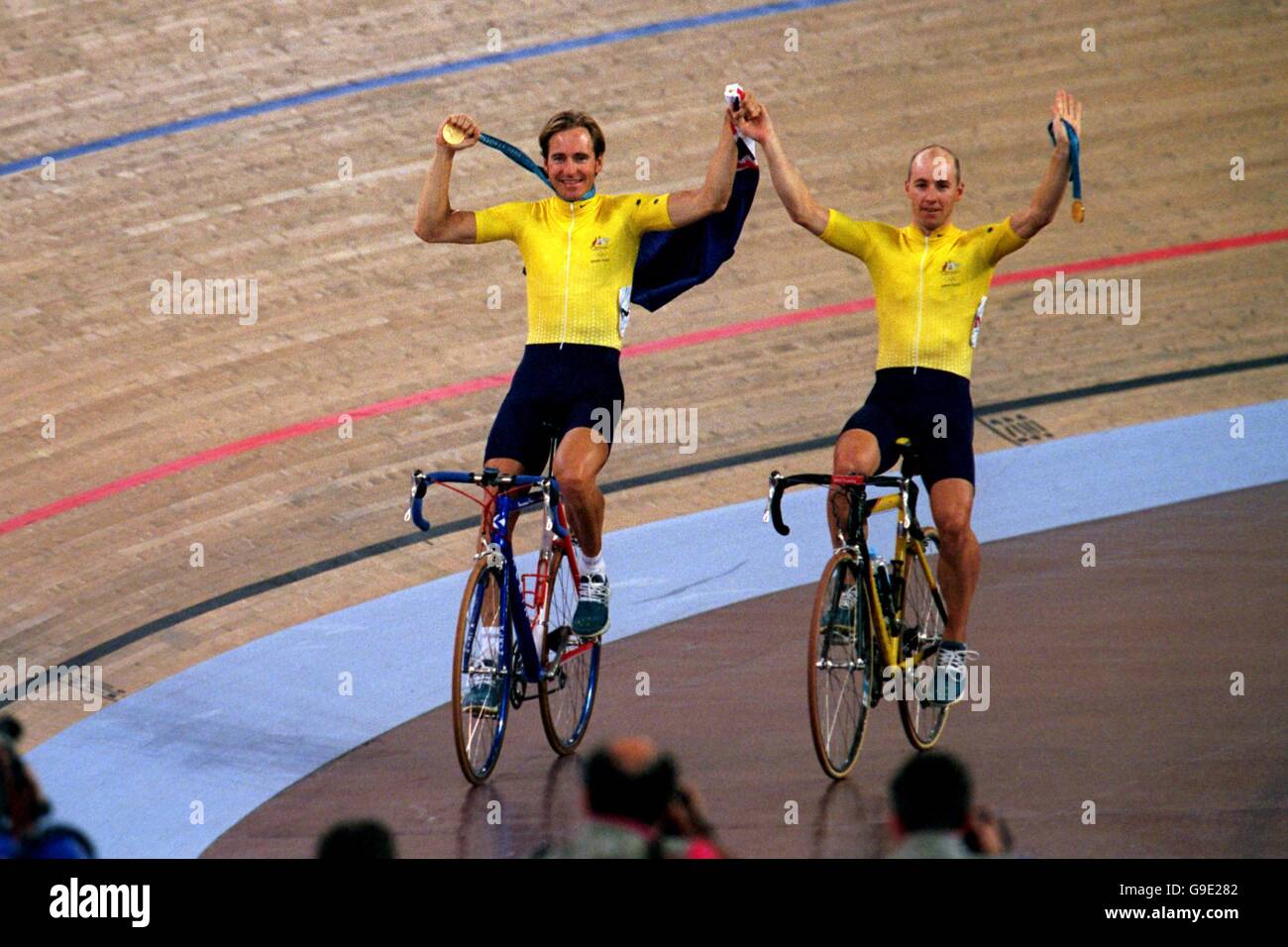Australia's Brett Aitken and Scott McGregory celebrate their gold medal ...