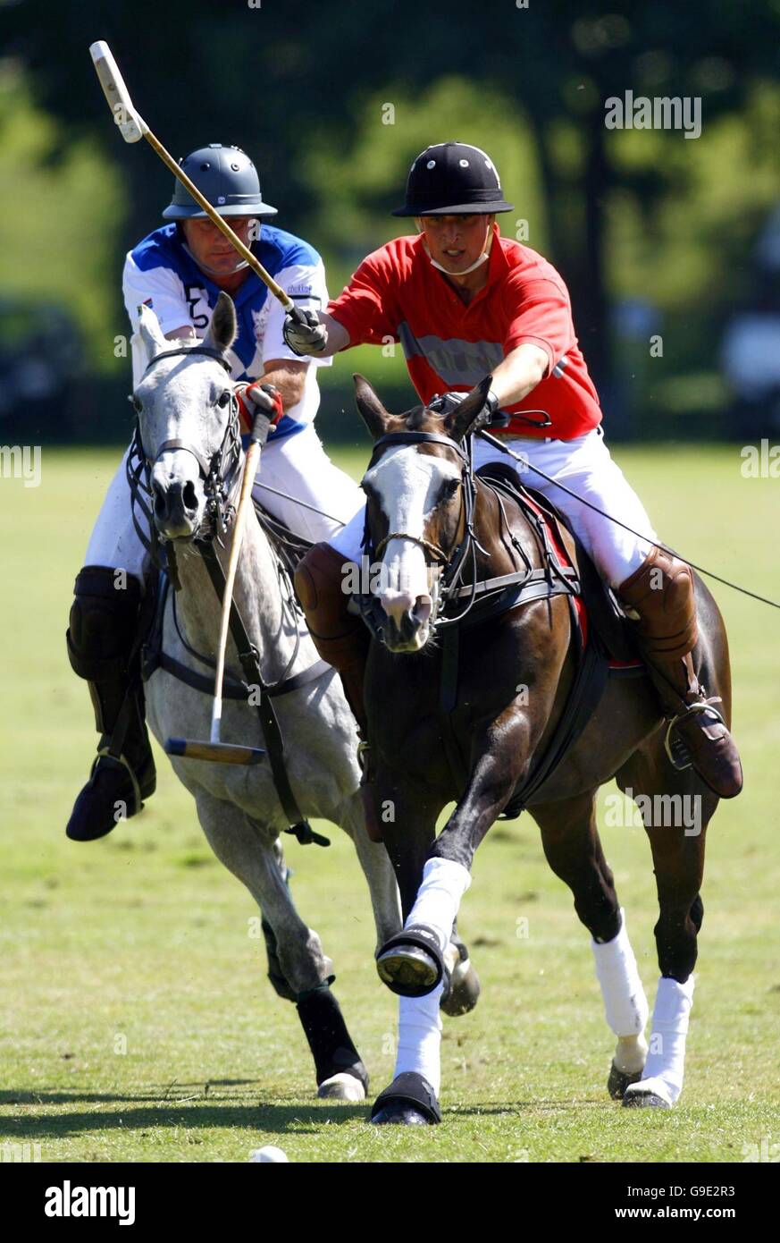 Prince William (right) plays polo for the Combined Services Polo ...