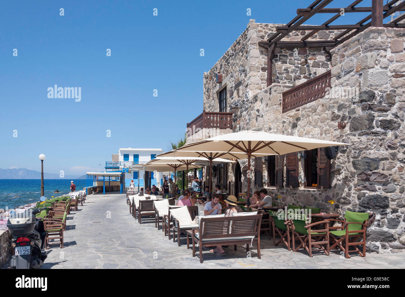 Waterfront tavernas in Mandraki, Nisyros (Nissyros), The Dodecanese ...