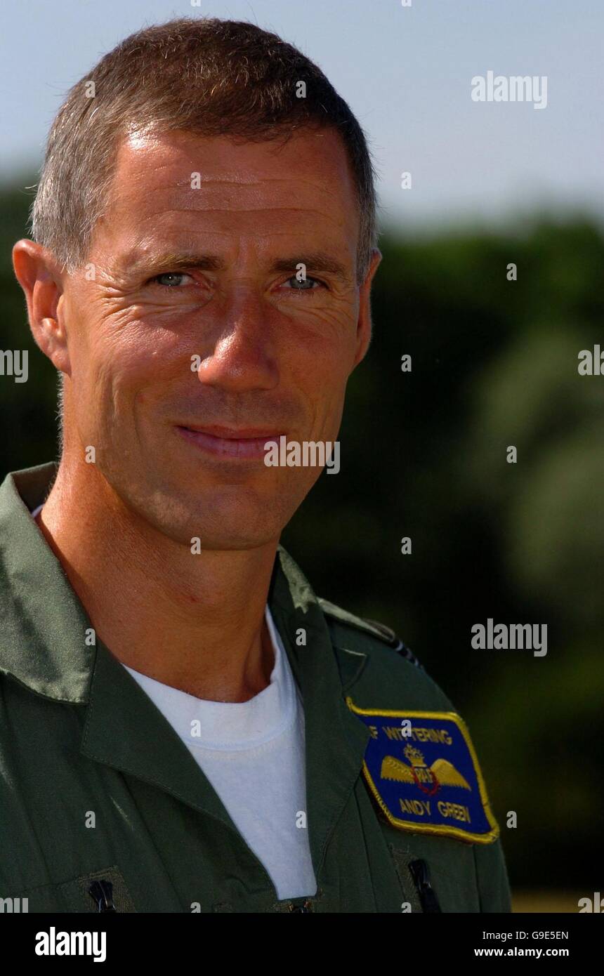 Wing Commander Andy Green, before the first test run of the JCB Diesel ...
