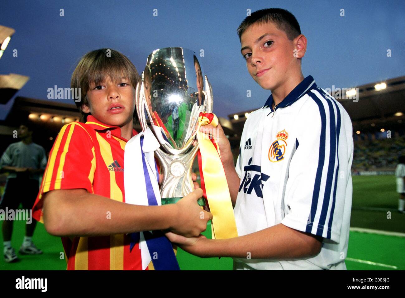 Real madrid and galatasaray mascots with the uefa super cup hi-res ...
