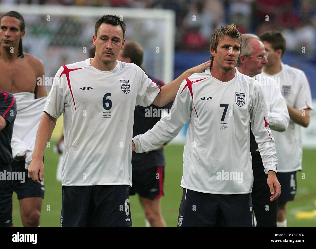 England's David Beckham and John Terry after defeat to Portugal Stock ...