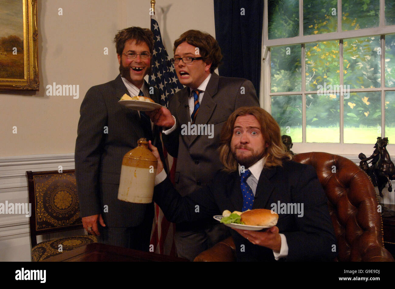 Justin Lee Collins (right), Alan Carr (centre) and Rob Lowe star on the ...