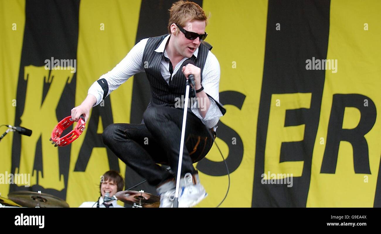 Kaiser Chiefs lead singer Ricky Wilson perform on the Main Stage at the ...