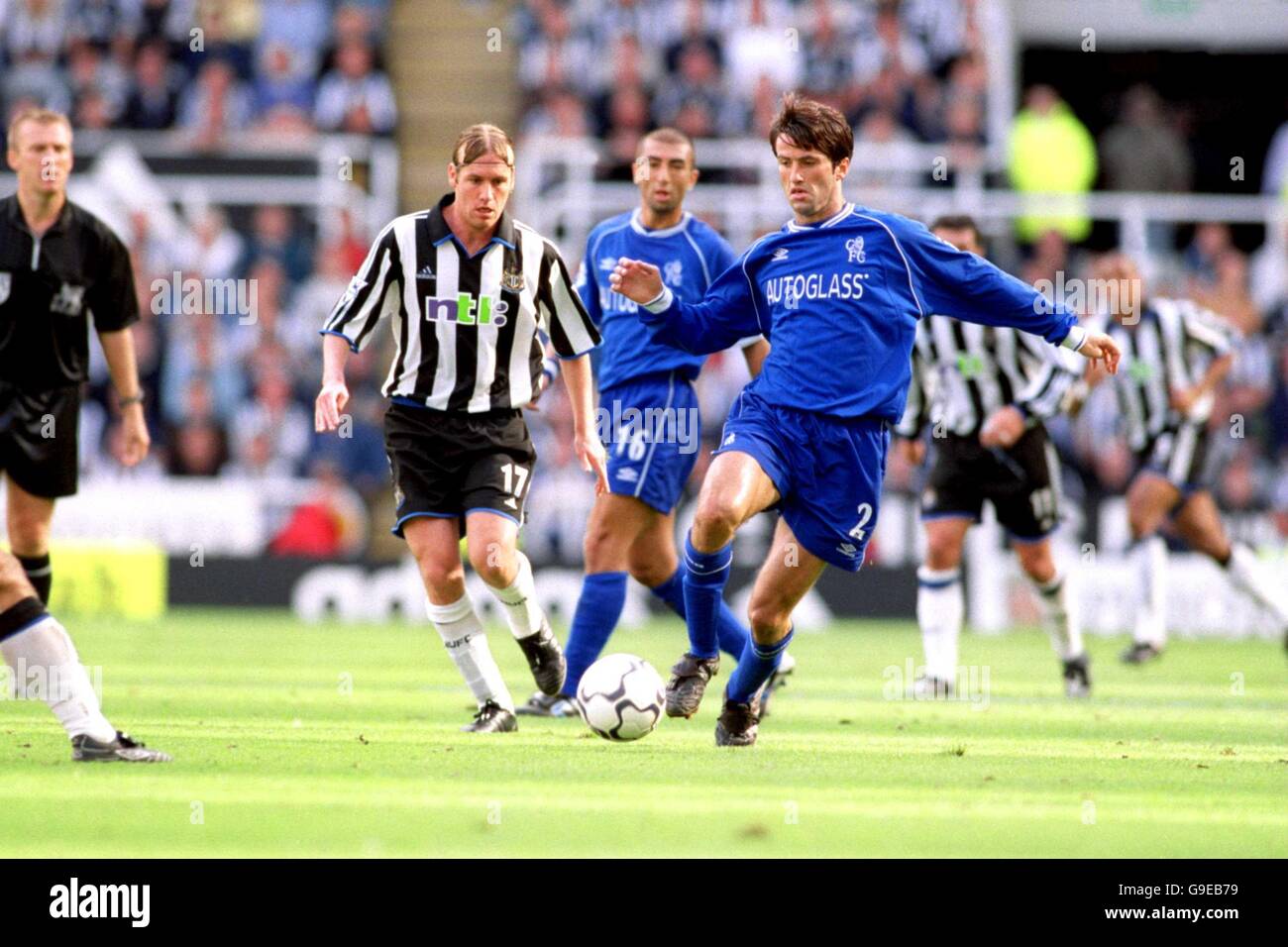 Newcastle United's Daniel Cordone (l) watches as Chelsea's Christian ...