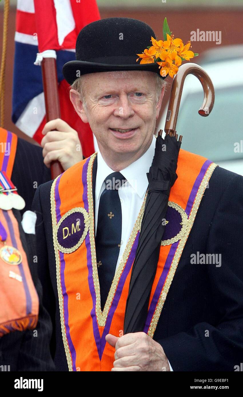Ulster Unionist leader Sir Reg Empey marches in Belfast as thousands of ...
