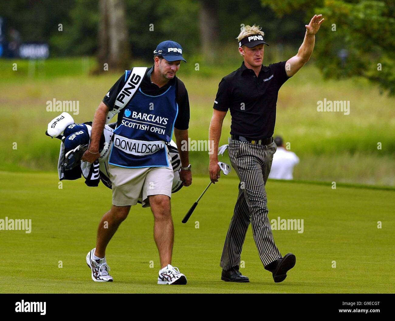 Wales' Jamie Donaldson on the 18th hole, during the second round of the ...