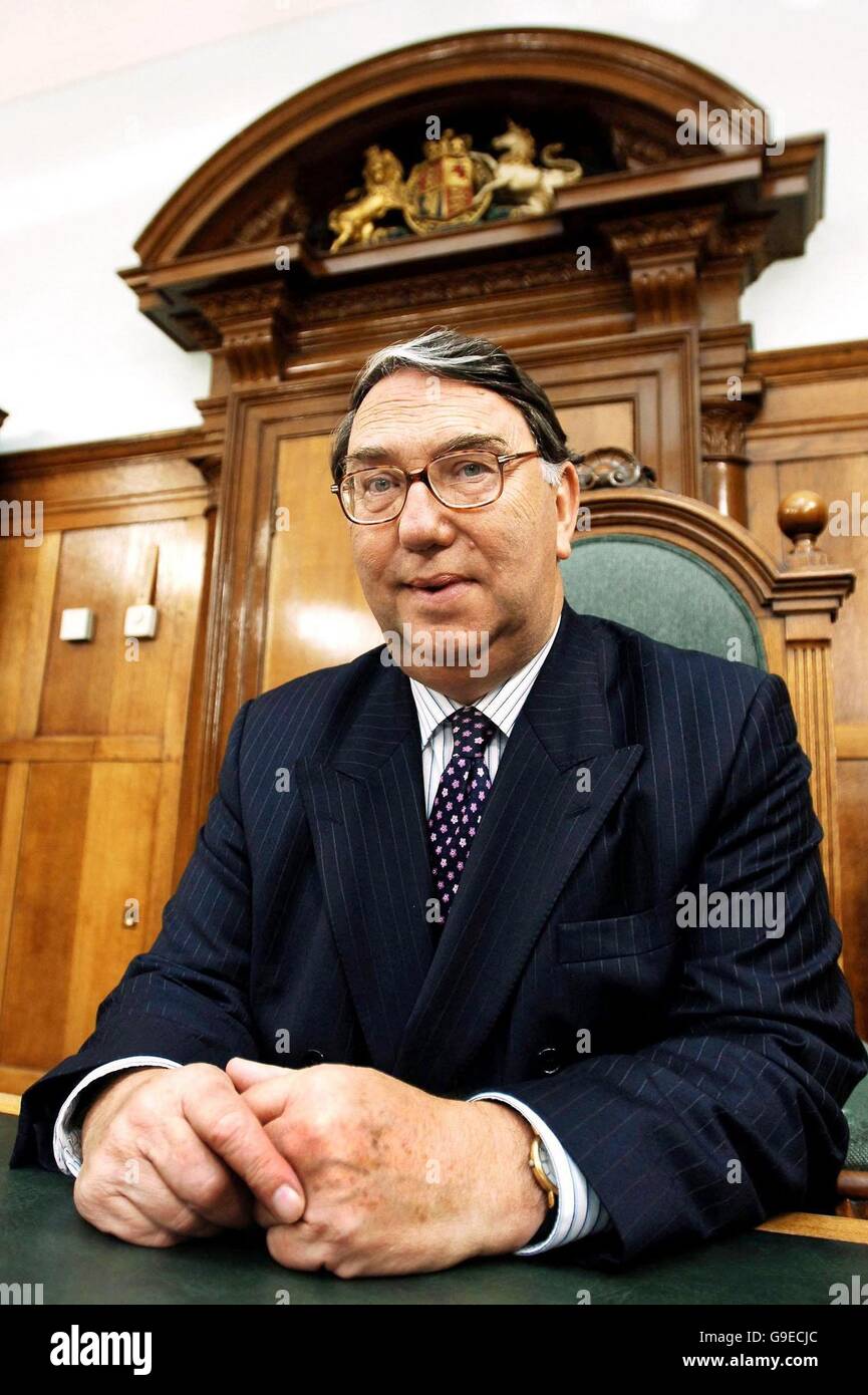 Senior district judge Timothy Workman sits in his chair in court number ...