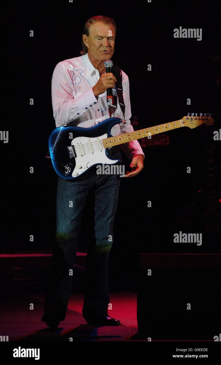 American country western singer glenn campbell performing hammersmith ...