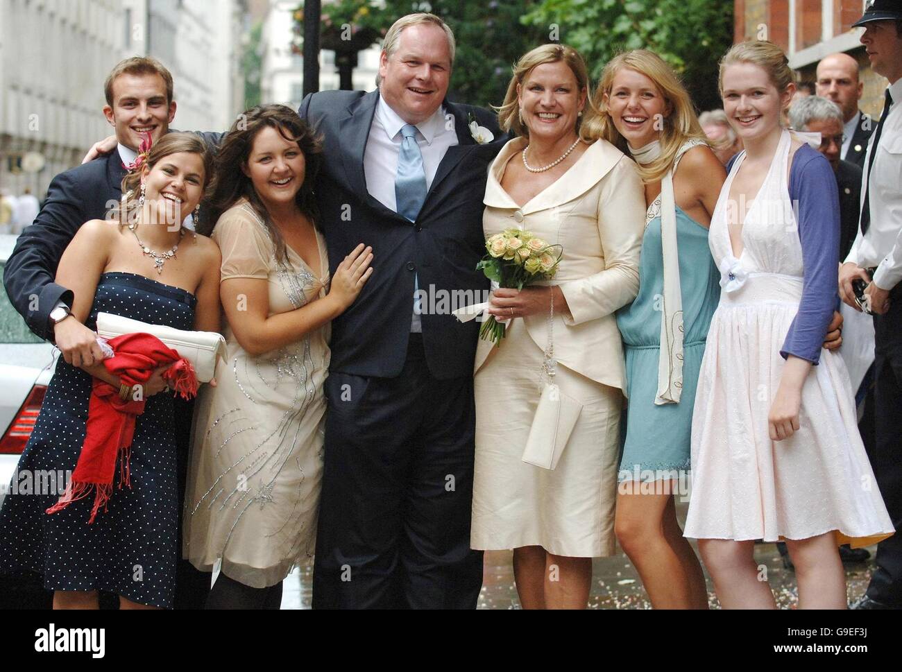 Adam Bolton and Anji Hunter depart at St James's Church in central ...