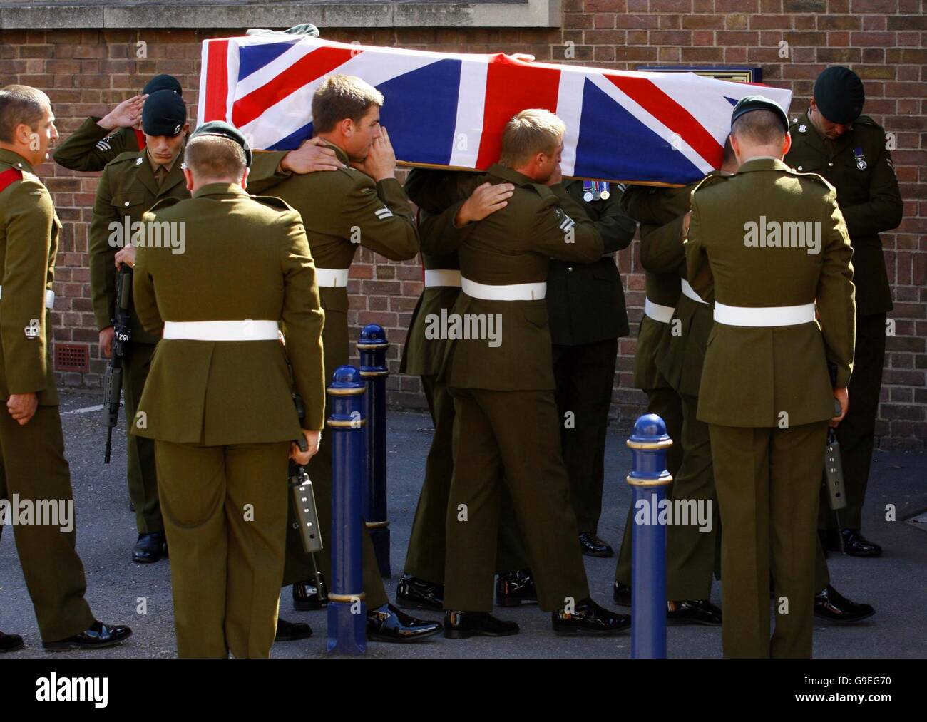 The body of Cpl John Johnston Cosby is carried into Belmont Chapel in ...