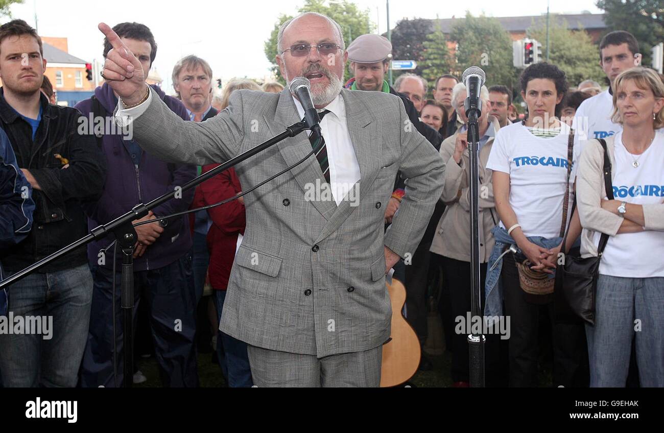 US Senator David Norris speaking at a demonstration of approximately ...