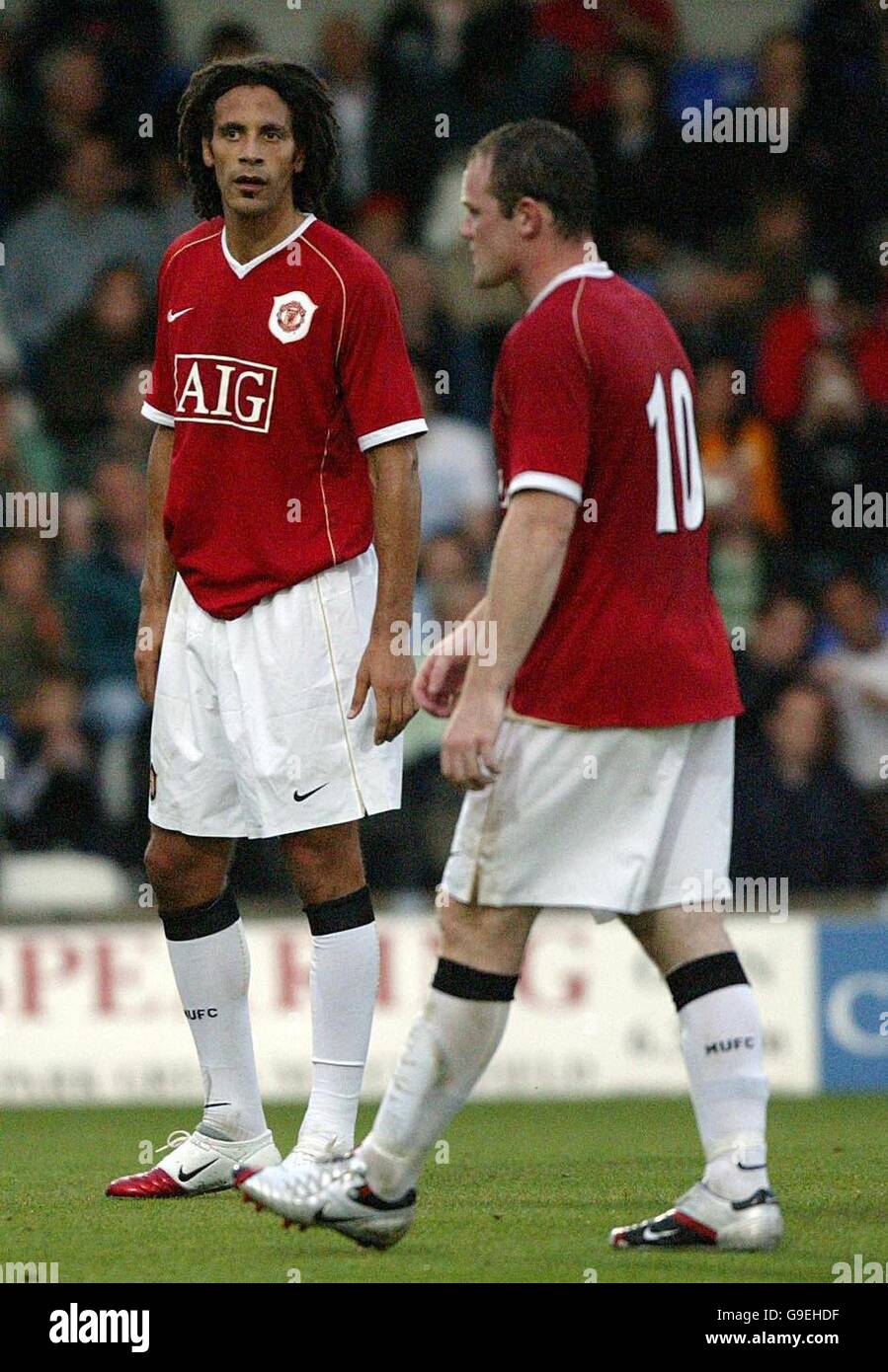 Manchester United's Rio Ferdinand (left) and Wayne Rooney during the ...