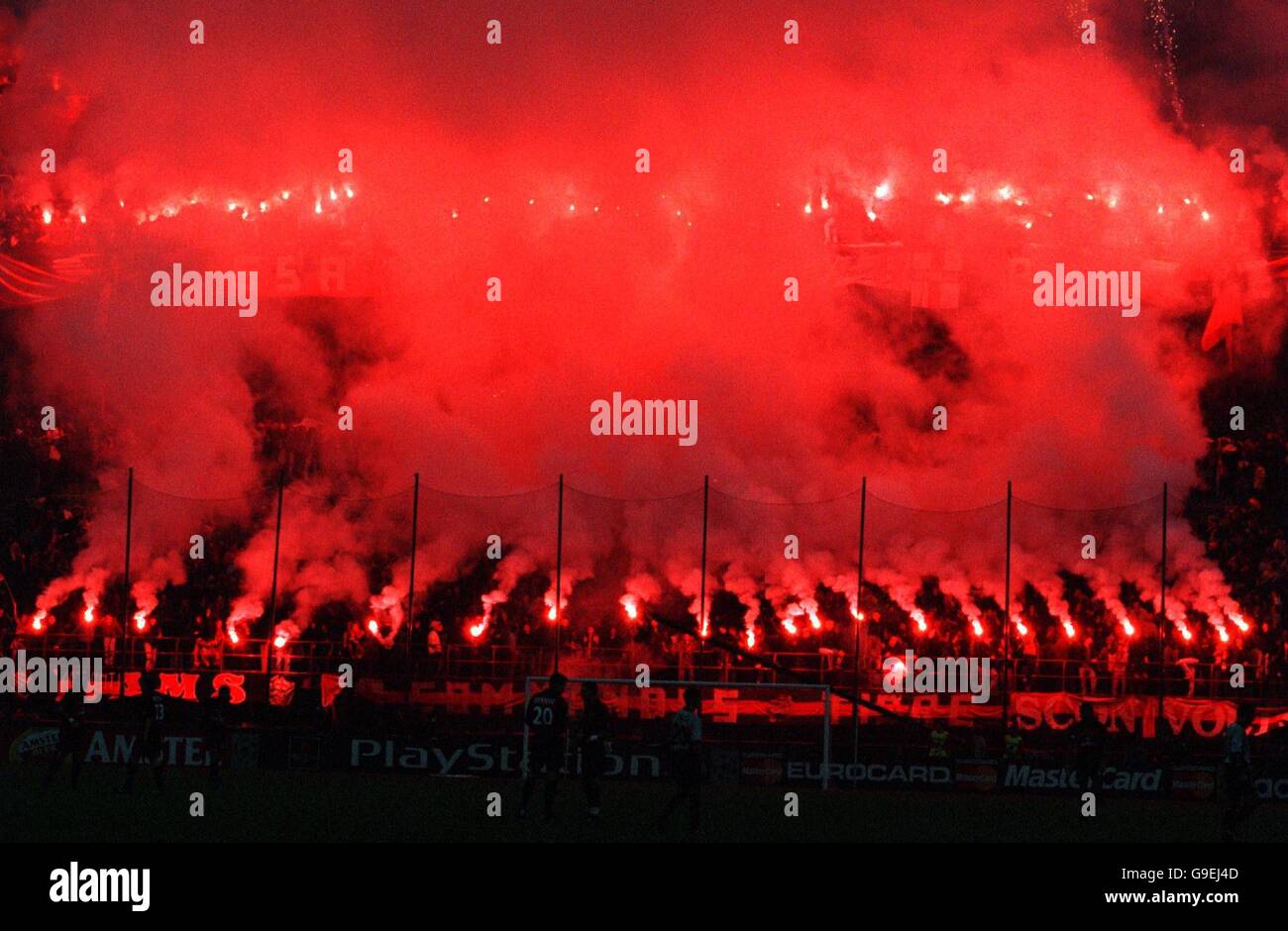 AC Milan fans light myriad flares to celebrate their team's third goal ...