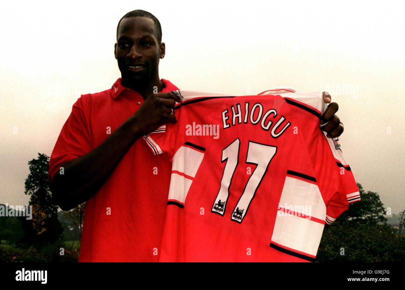 New Middlesbrough signing Ugo Ehiogu shows off his new colours Stock ...