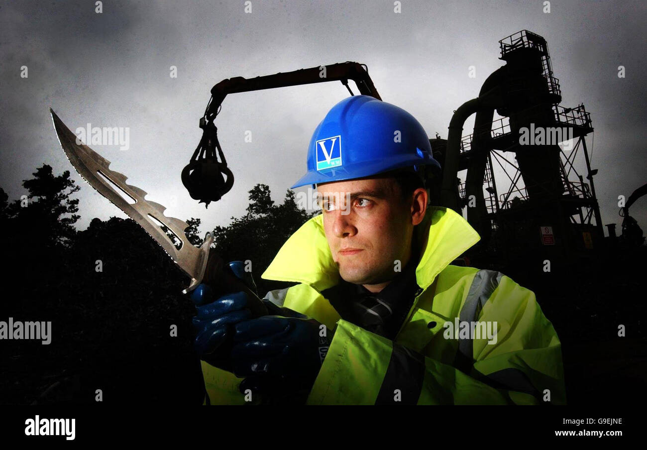 Special waste accounts manager Stephen Corrigan holds a knife handed in ...