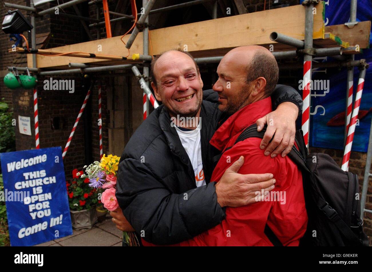 Vicar on church roof Stock Photo - Alamy