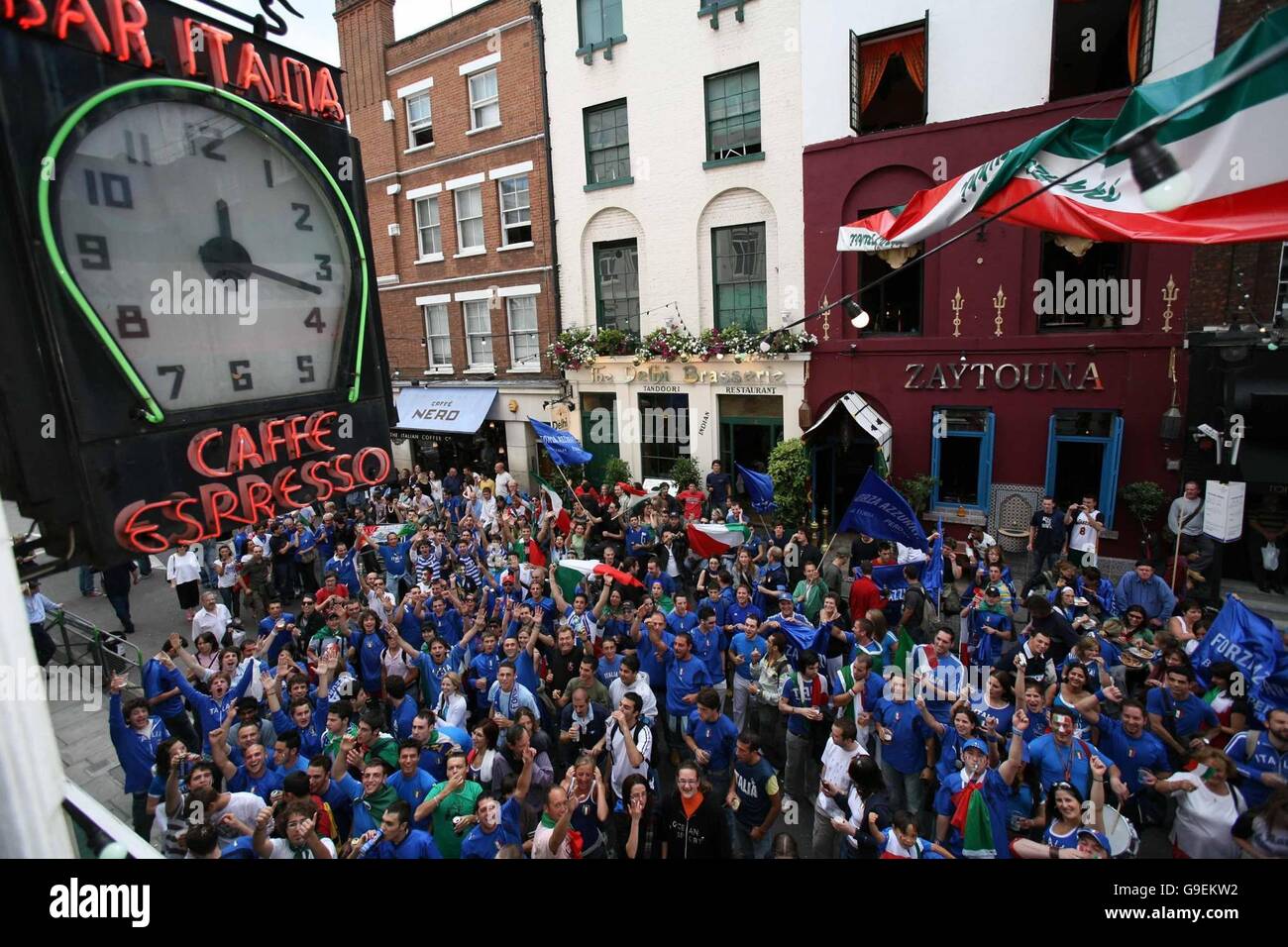 Italian fans outside Bar Italia in Soho ahead of the FIFA World Cup ...