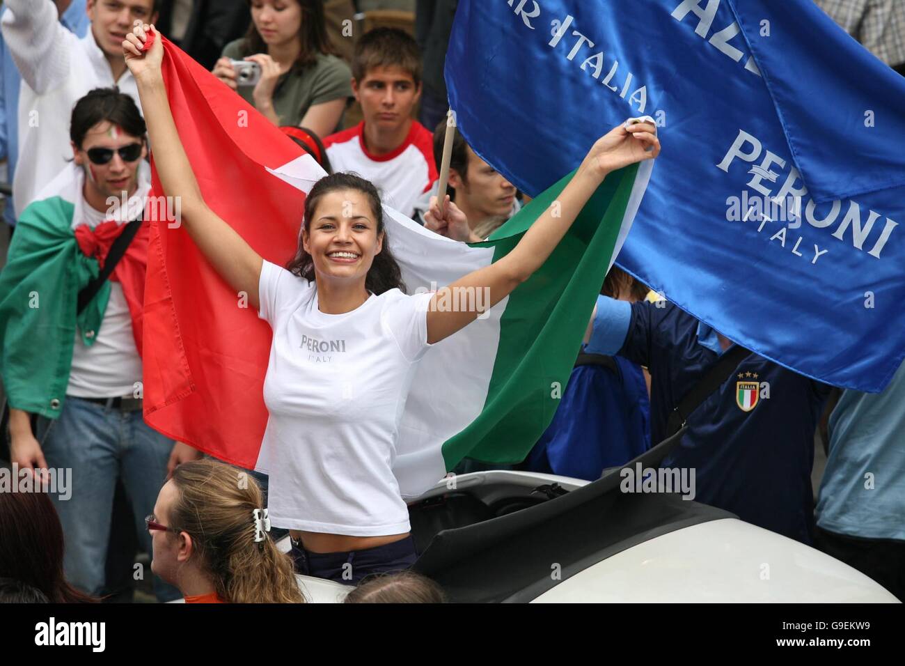 An Italian fan outside Bar Italia in Soho ahead of the FIFA World Cup ...