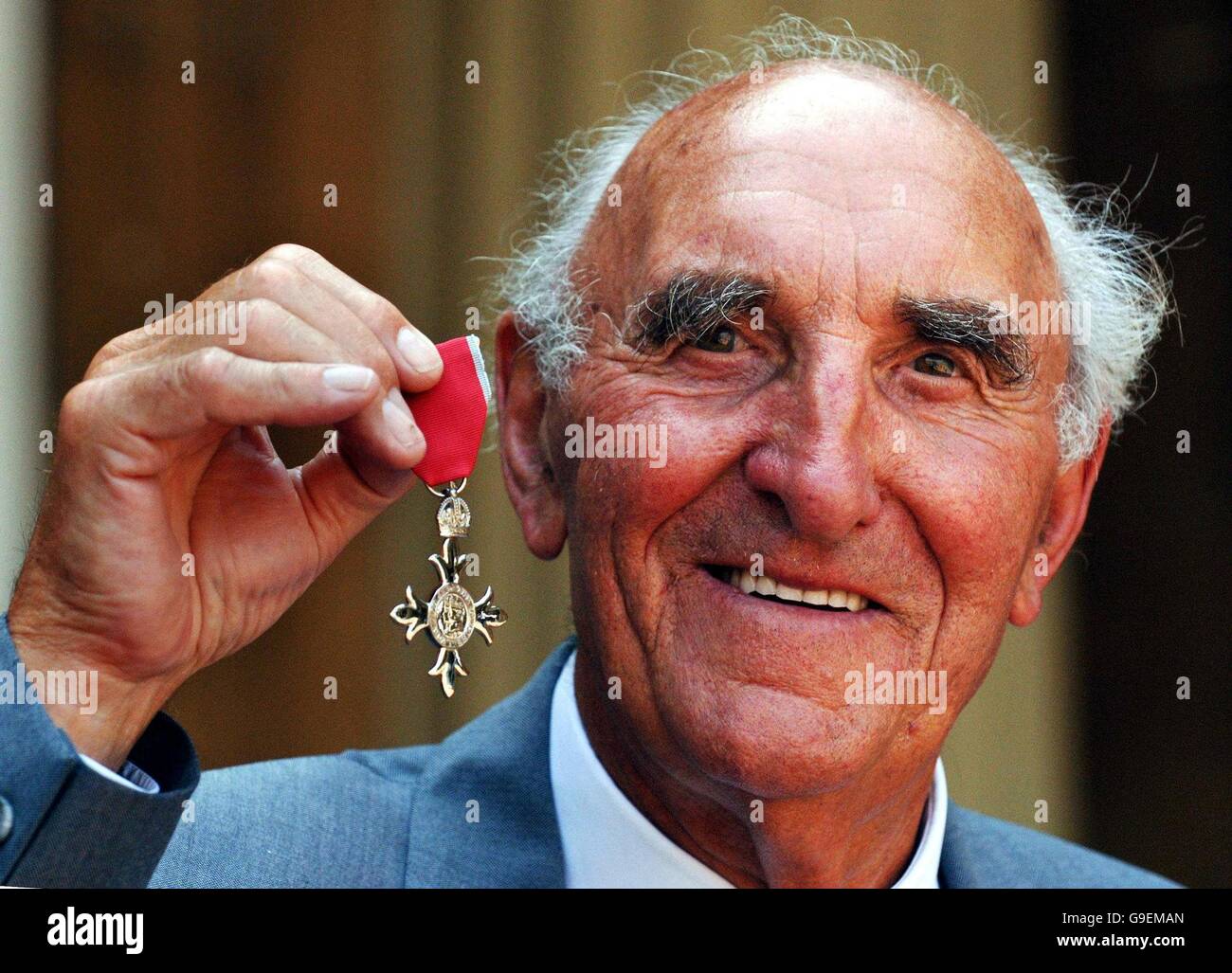 Derrick Hynam at Buckingham Palace after collecting his MBE from the ...