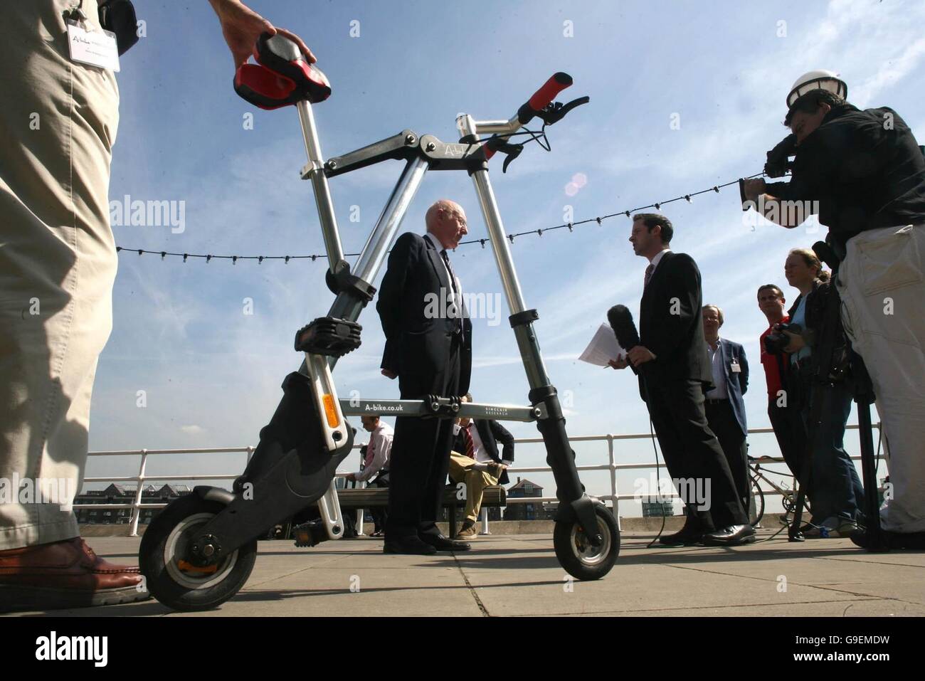 Sir clive sinclair shows off his latest invention hi-res stock ...