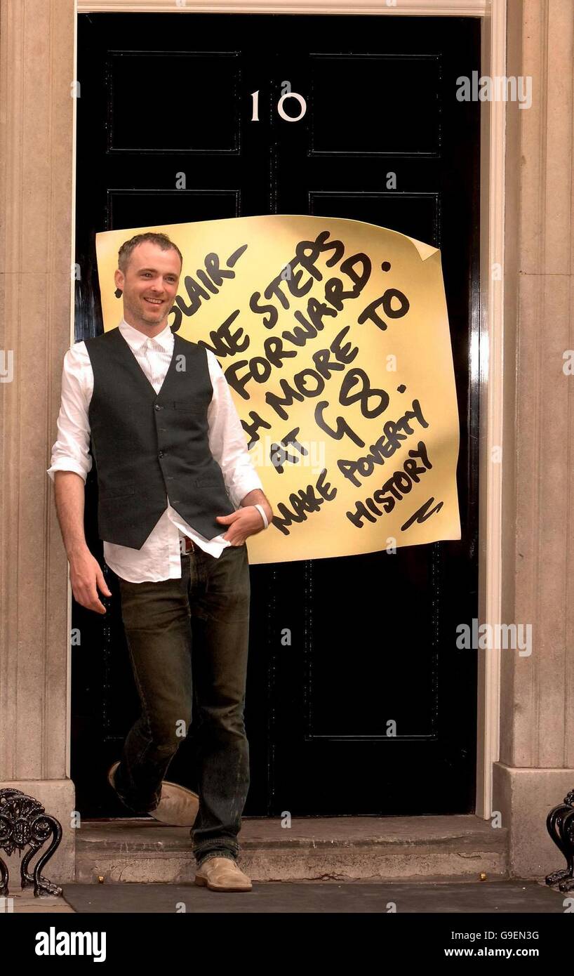 Fran Healy the lead singer of rock band Travis, leans on the door of ...