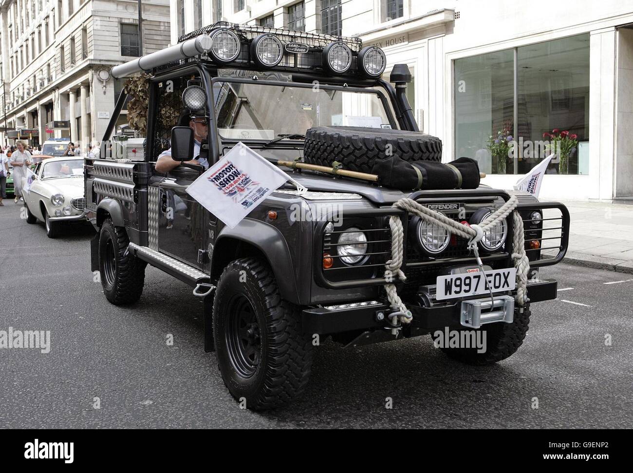 Lara Croft's Tomb Raider Land Rover is driven in a parade showcasing ...