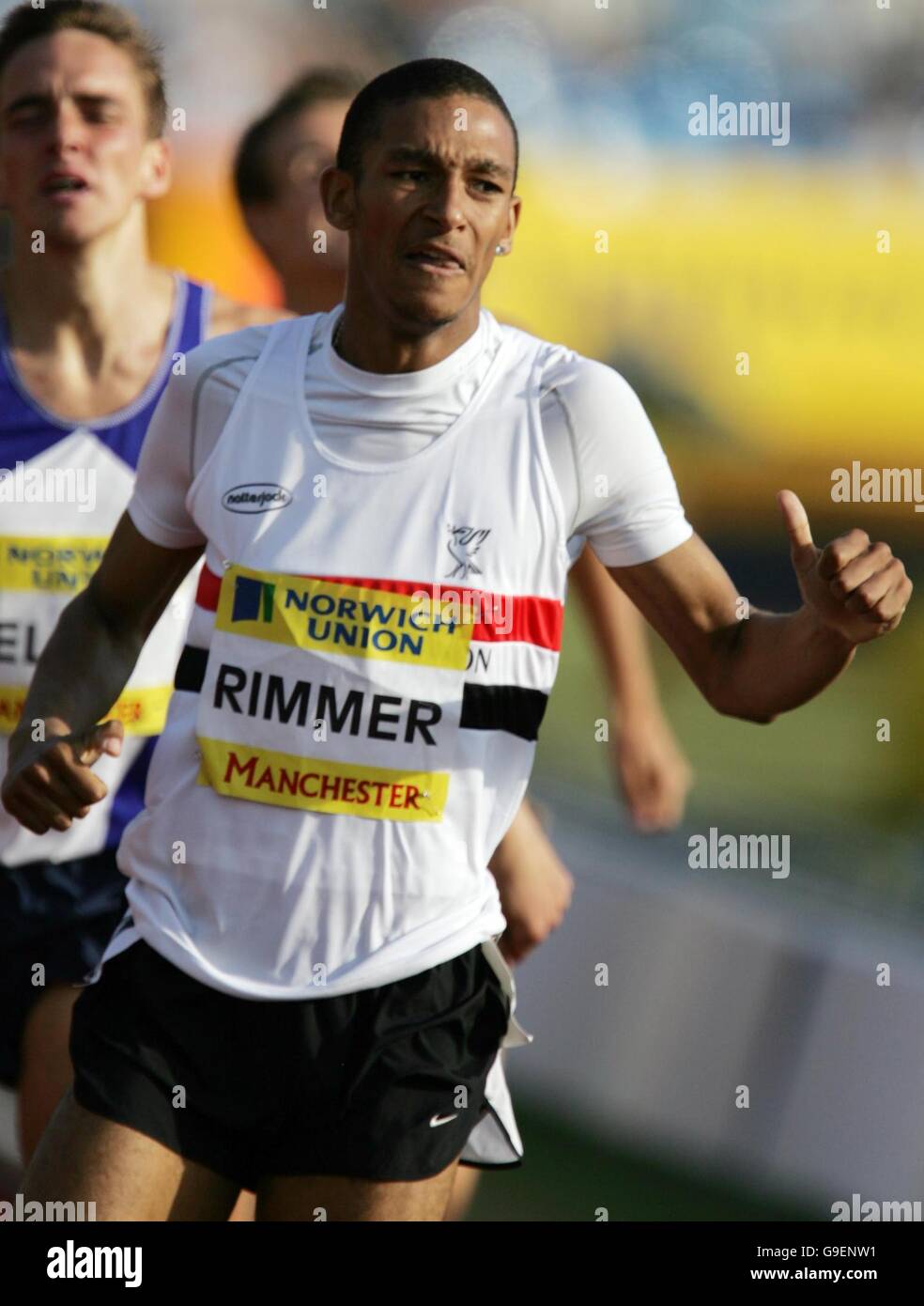 Michael Rimmer celebrates after winning the mens 800 metres final ...