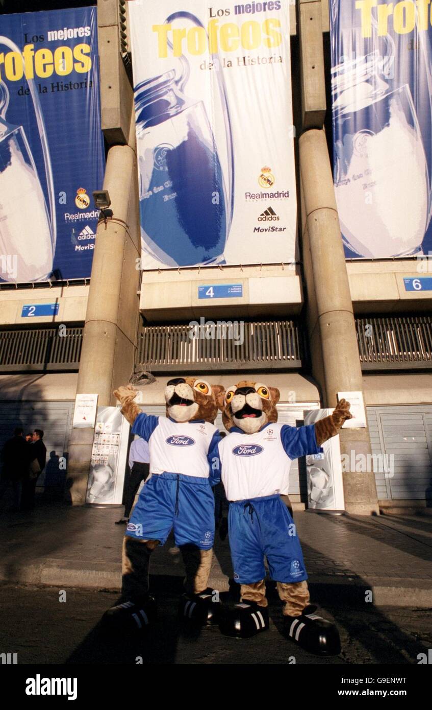 Ford mascots outside Real Madrid's Santiago Bernabeu stadium Stock ...