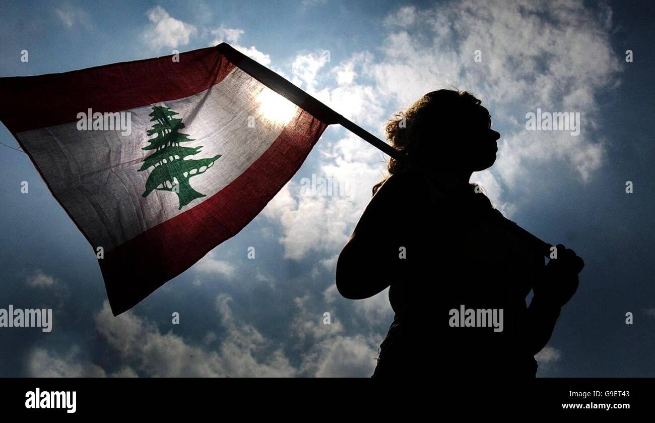 Lebanon protest flag hi-res stock photography and images - Alamy