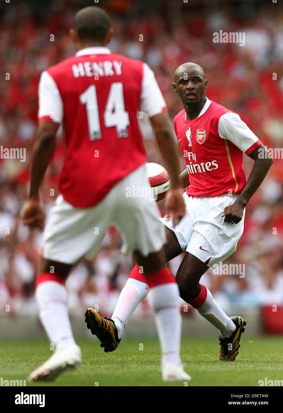 Ex Arsenal player Patrick Vieira (right) during the Dennis Bergkamp ...