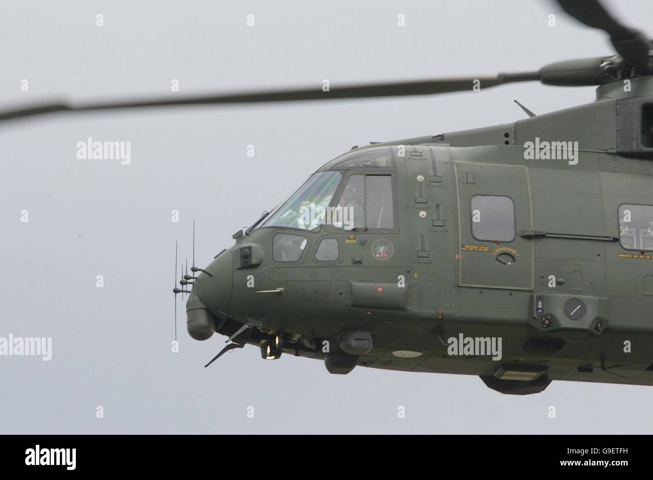An RAF Merlin helicopter during its display at Farnborough Airshow ...