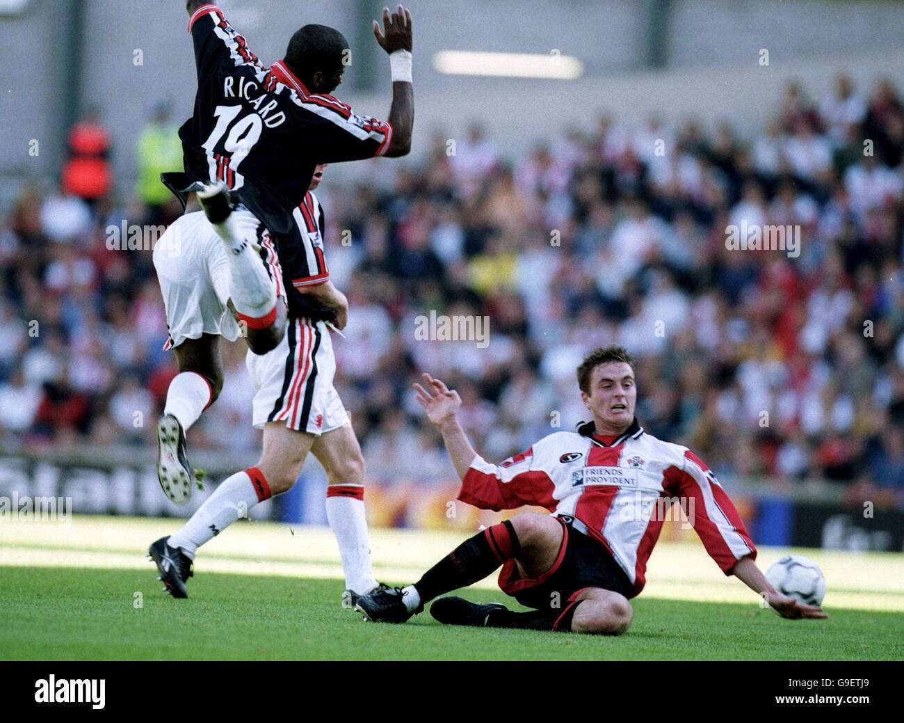 Southamptons matthew oakley wins the ball from middlesbroughs hamilton ...
