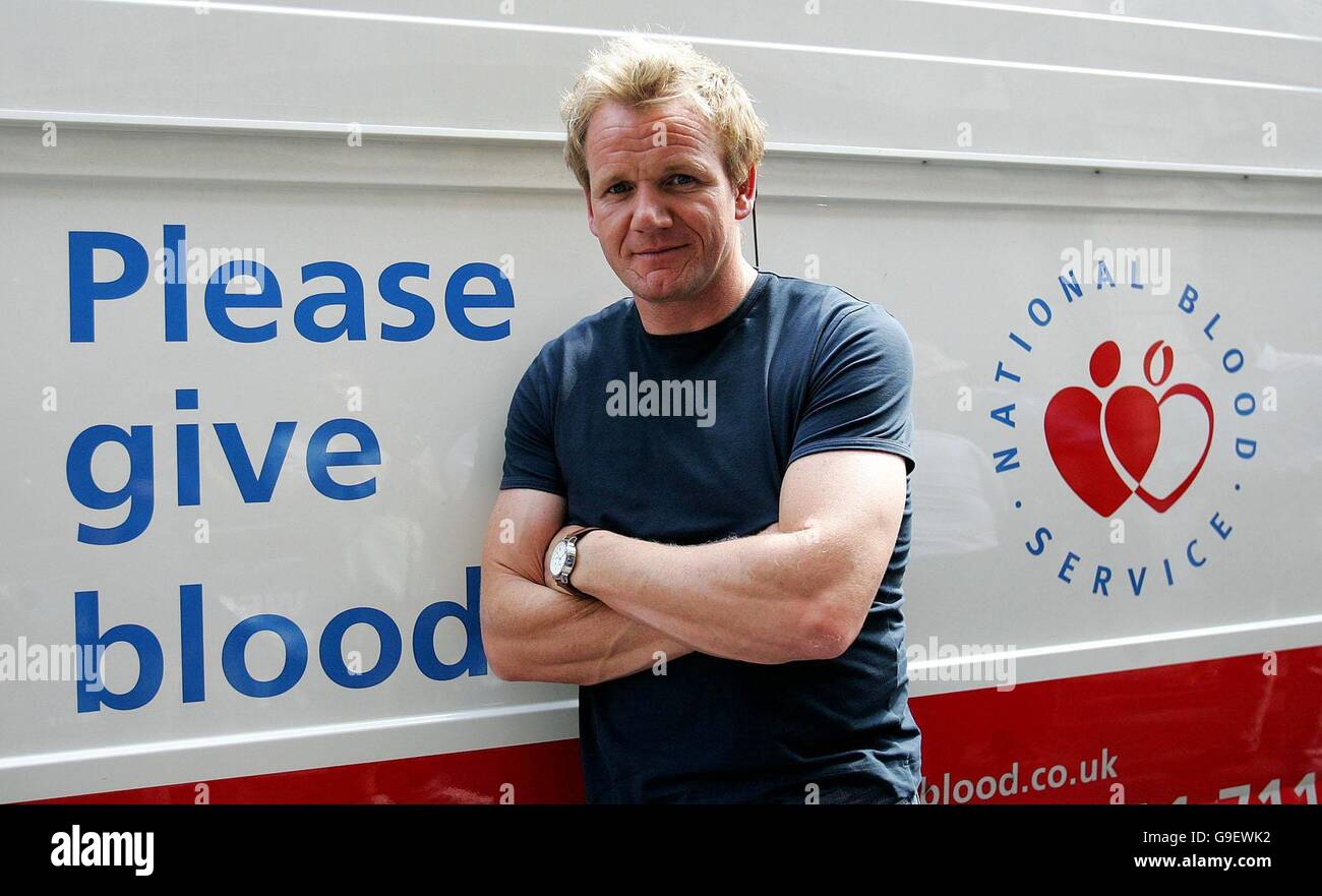 Chef Gordon Ramsay attends a photocall at the West End Blood Donor ...