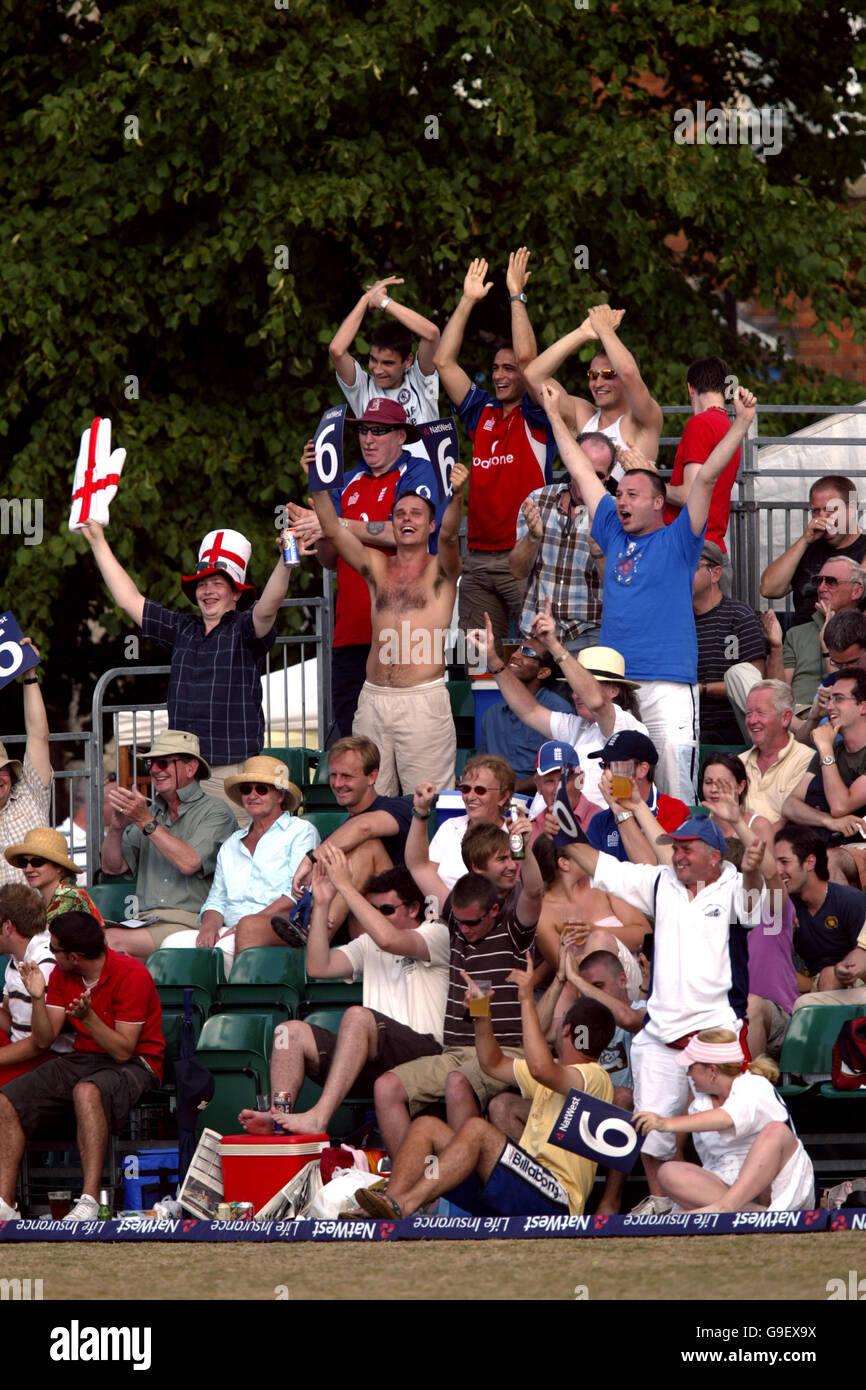 Surrey brown caps fans celebrates at the boundary hi-res stock ...