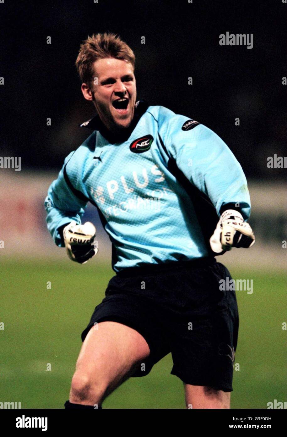 Nec nijmegen goalkeeper bas roorda celebrates saving a penalty hi-res ...
