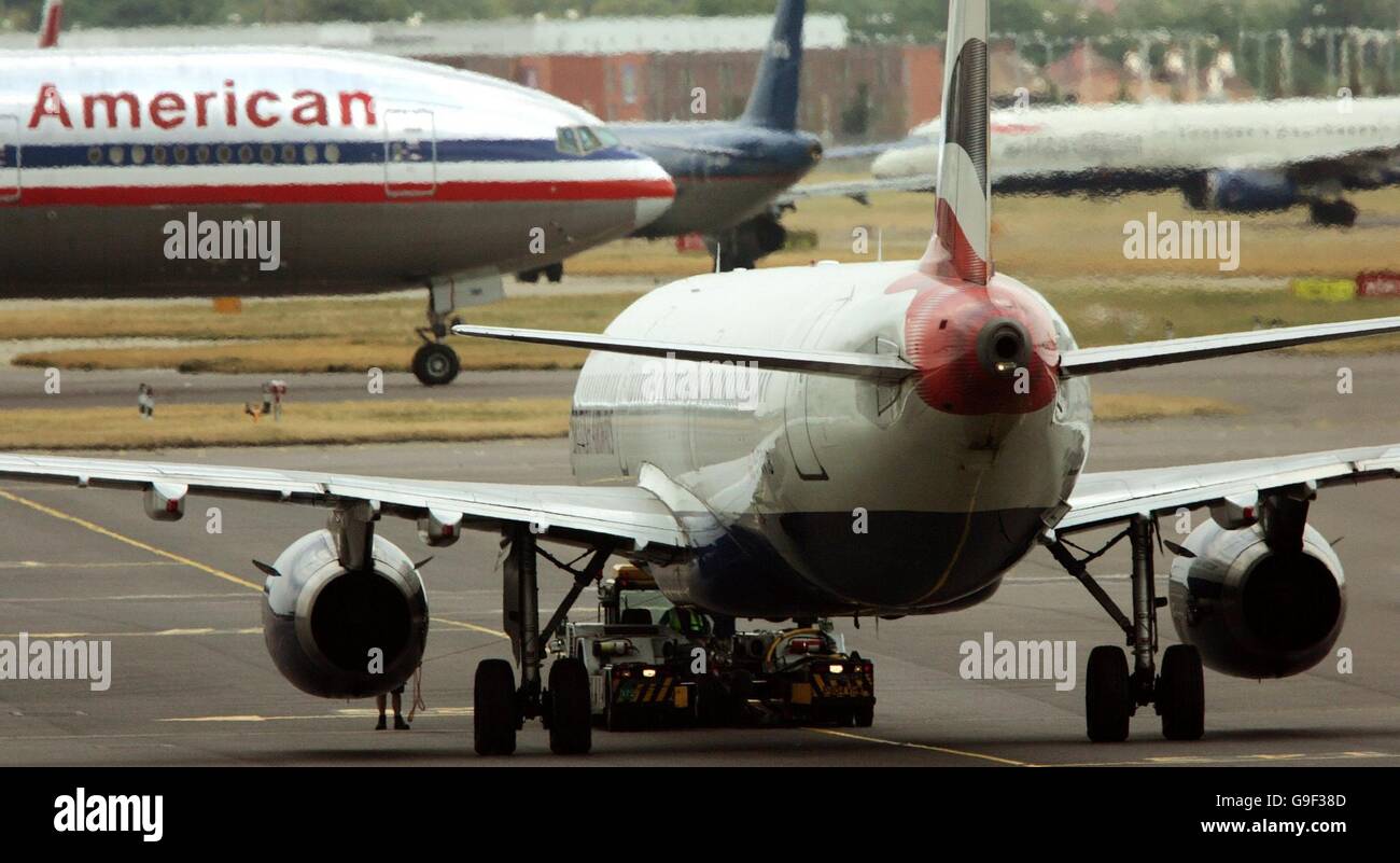 British airways ba and american aircraft at heathrow airport hi-res ...