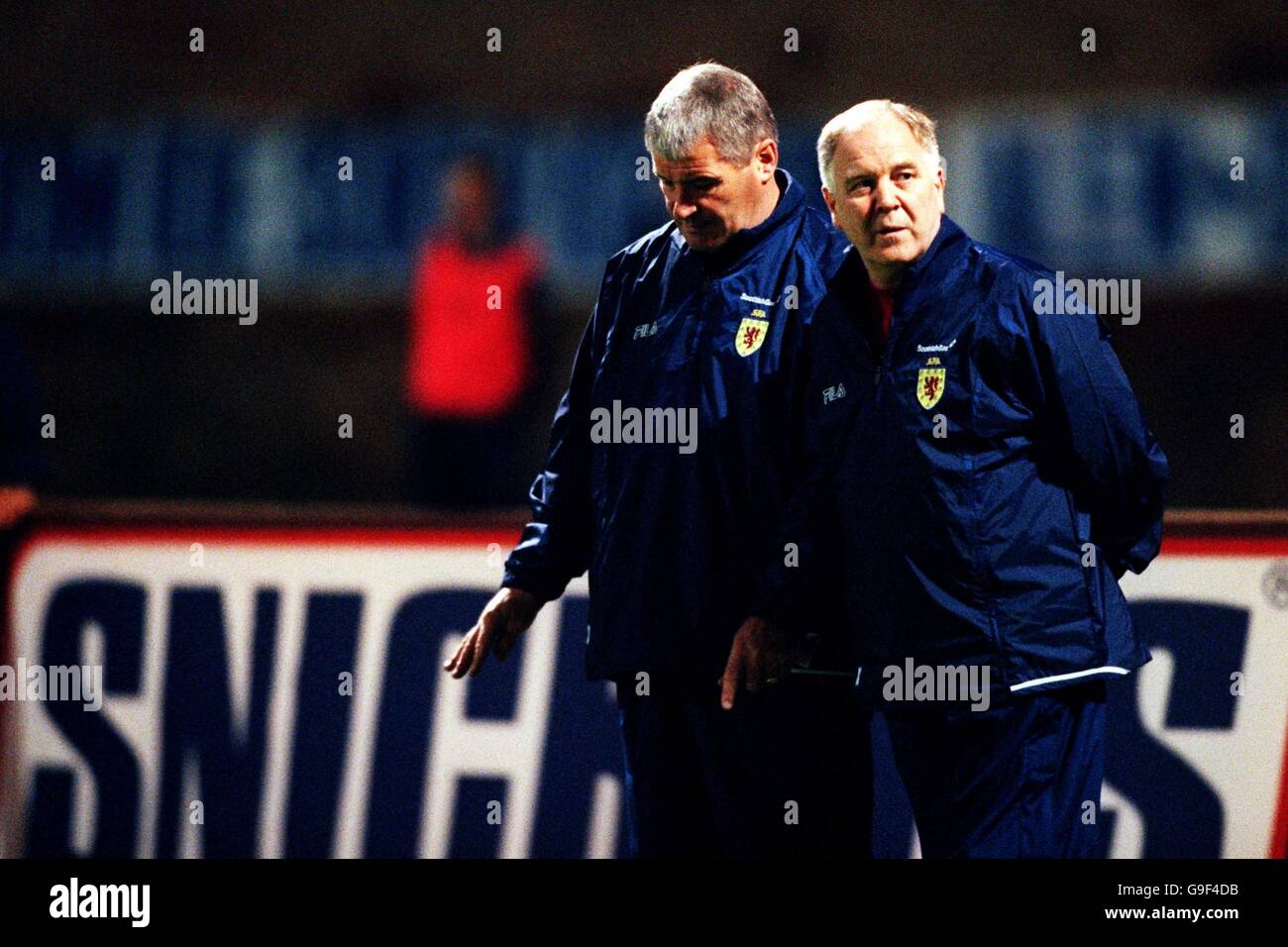 Scotland manager Craig Brown (r) and his assistant Archie Knox (l) make ...