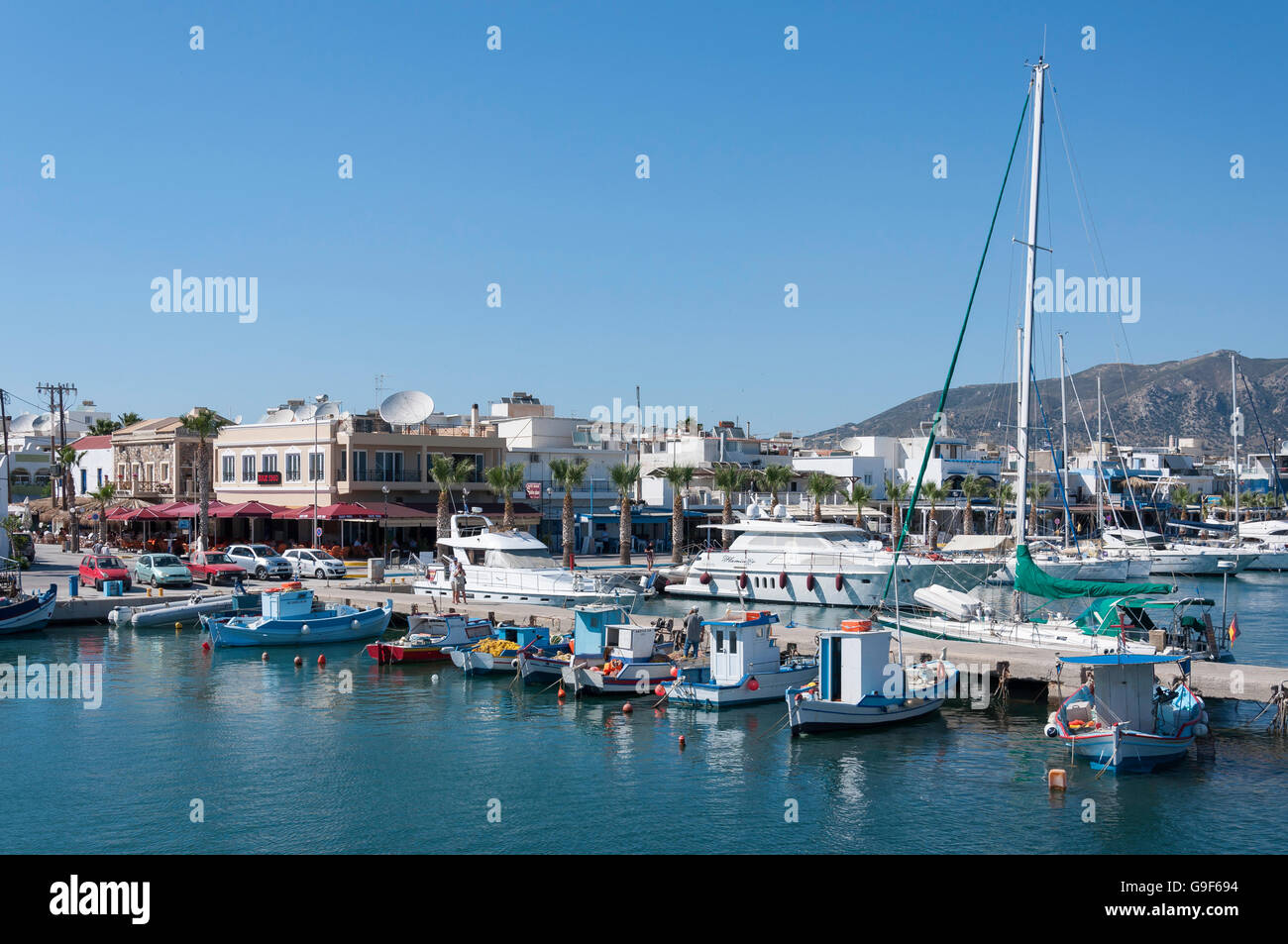 Traditional fishing boats in harbour, Kardamena, Kos (Cos), The ...