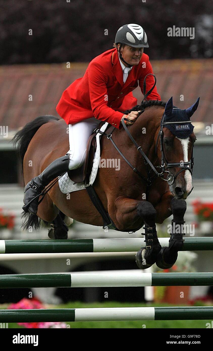 Germany's Ulrich Kirchhoff jumps to victory during the Aga Khan ...
