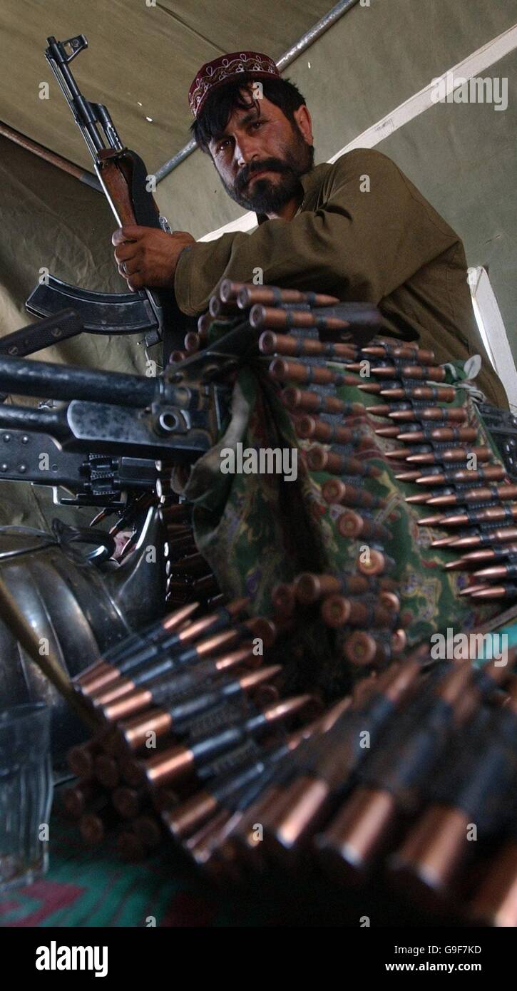 Saraiel Lal Mohammad, a member of the Afghanistan Police in a tented ...