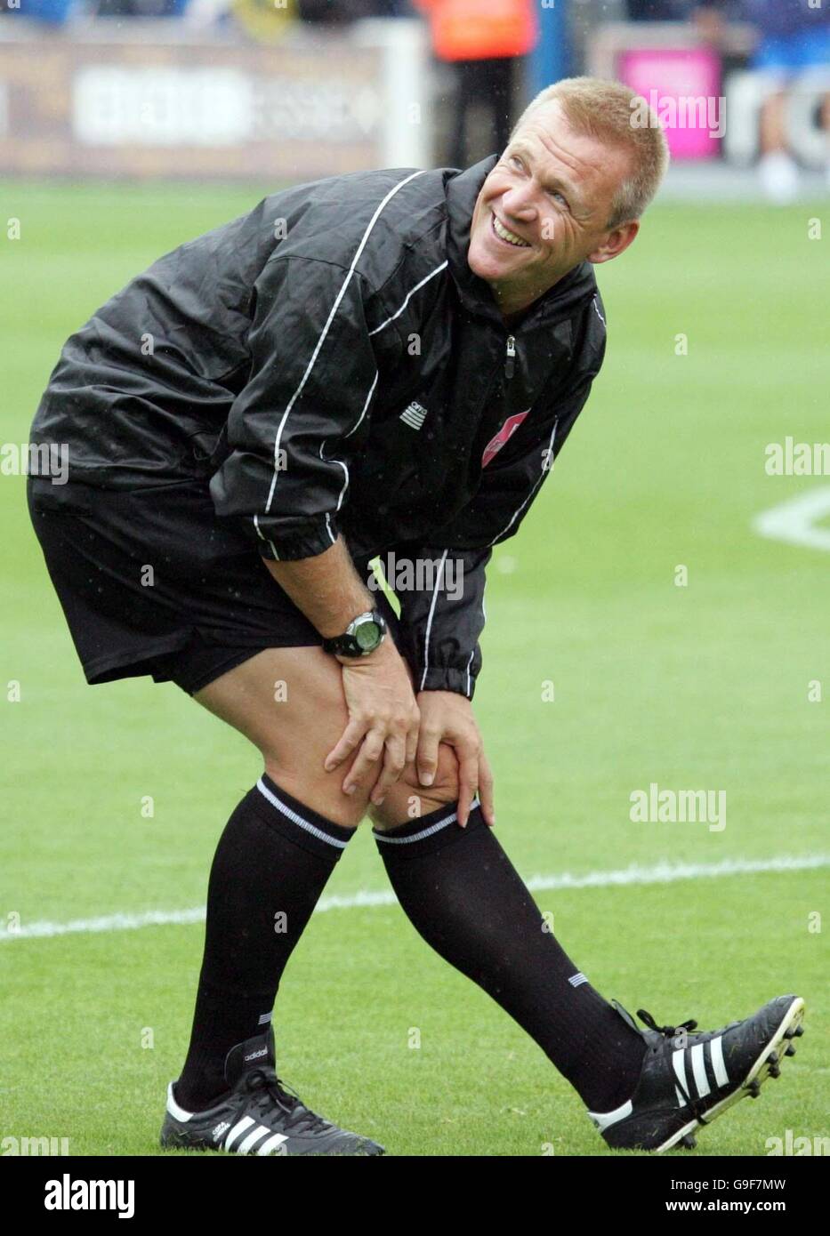 Referee Graham Poll warms up before the Coca-Cola Championship match ...